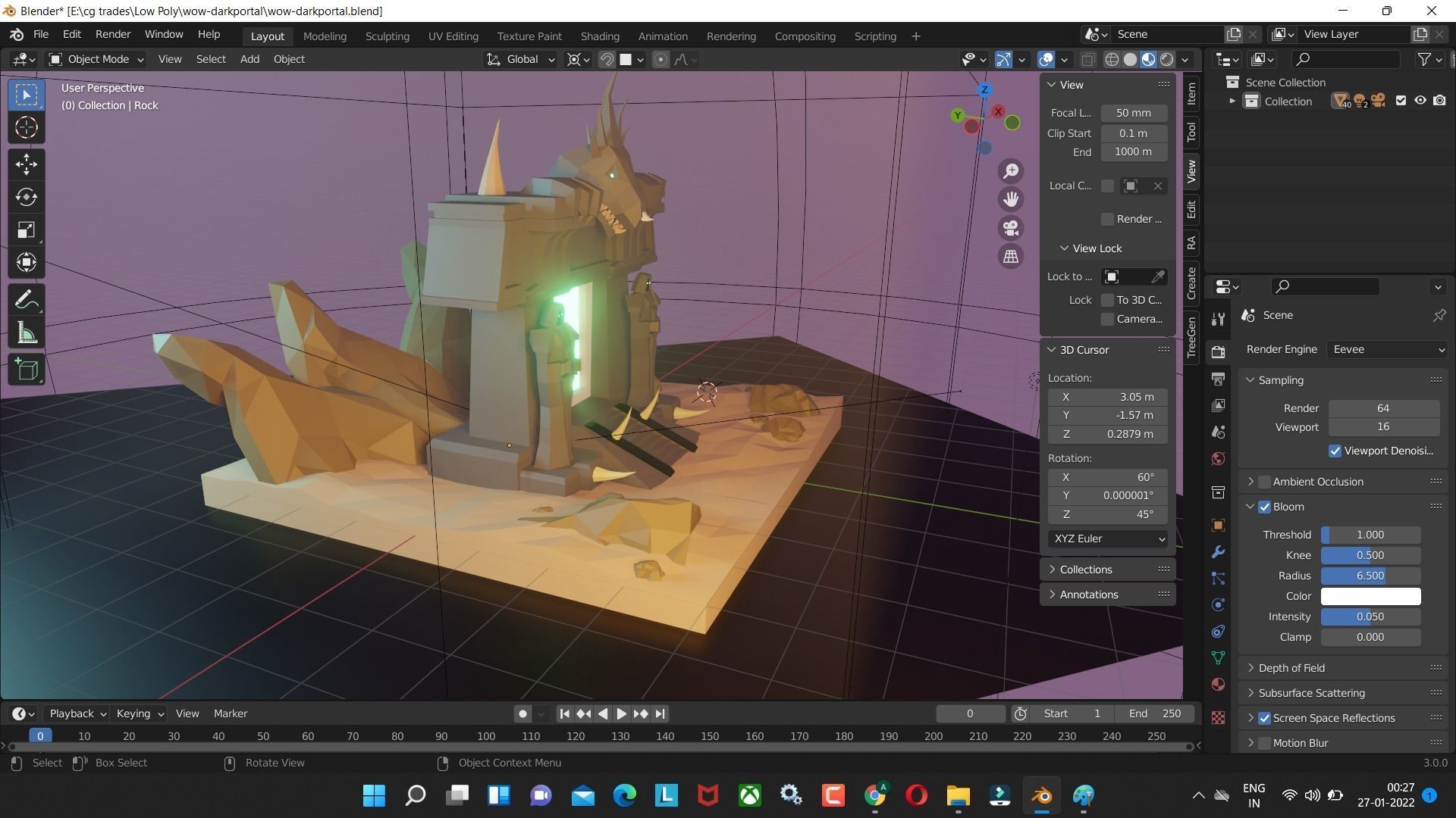 3D model Dark portal 3D game ready low poly render in blender VR / AR ...