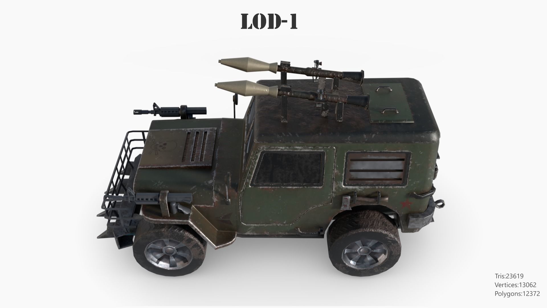 3D model Post Apocalyptic Jeep Low-poly War Car Game Asset VR / AR ...