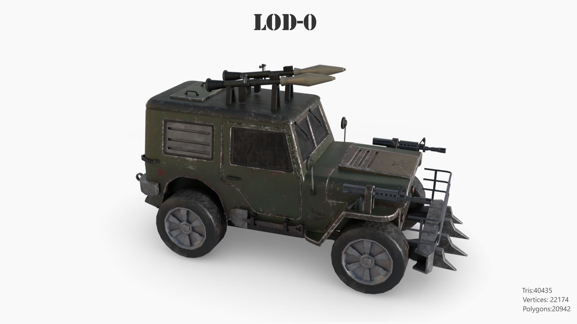 3D model Post Apocalyptic Jeep Low-poly War Car Game Asset VR / AR ...