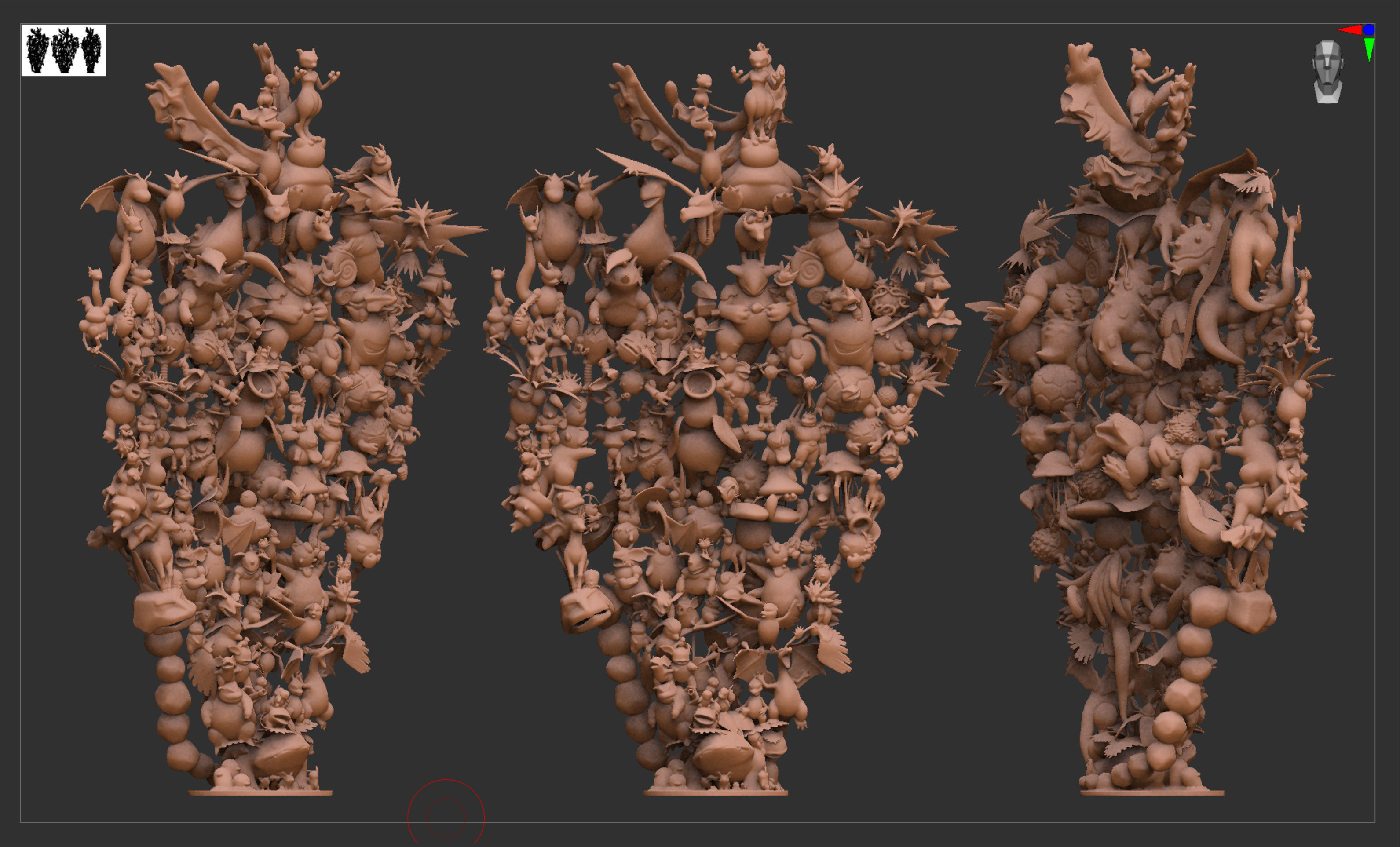 All 151 first generation Kanto Pokemon posed together 3D model 3D ...