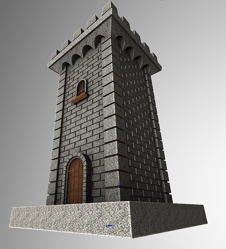 Miniature Brick Textured Castle Square Tower for 3D Printing 3D model ...