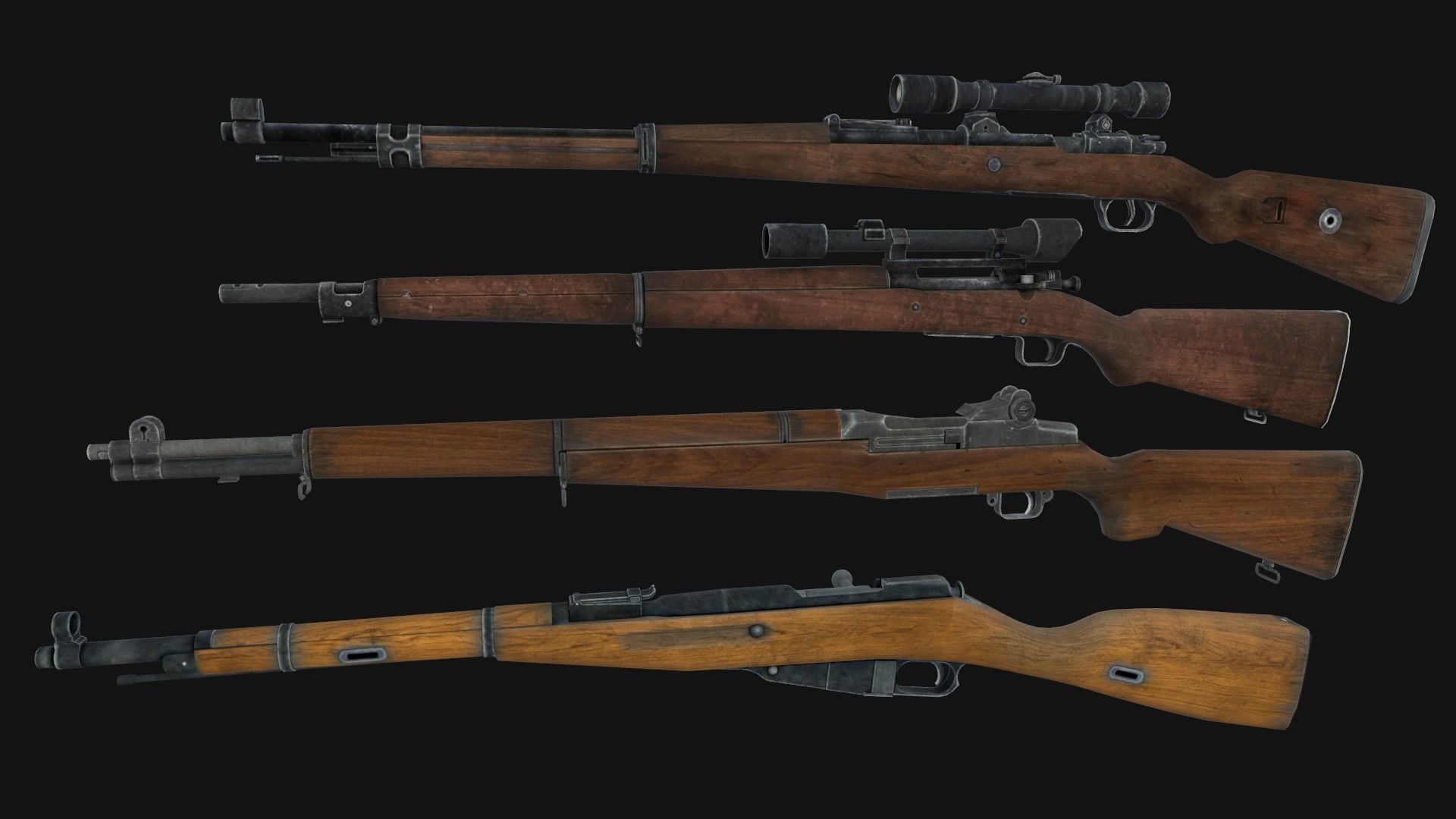 3D model WW2 Weapons Pack VR / AR / low-poly | CGTrader