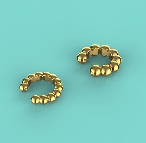 Sphere Beaded Ear Cuff Earrings 3D print model 3D model 3D printable ...