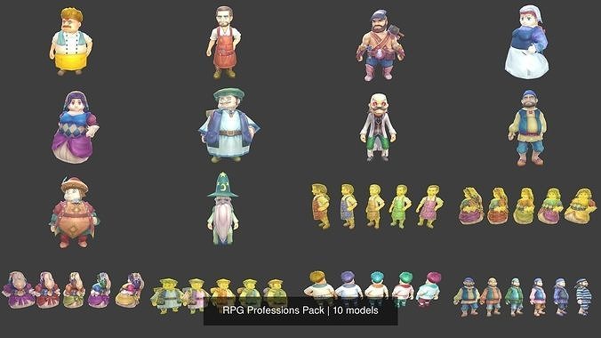 3D Model Collection RPG Professions Pack VR / AR / low-poly | CGTrader