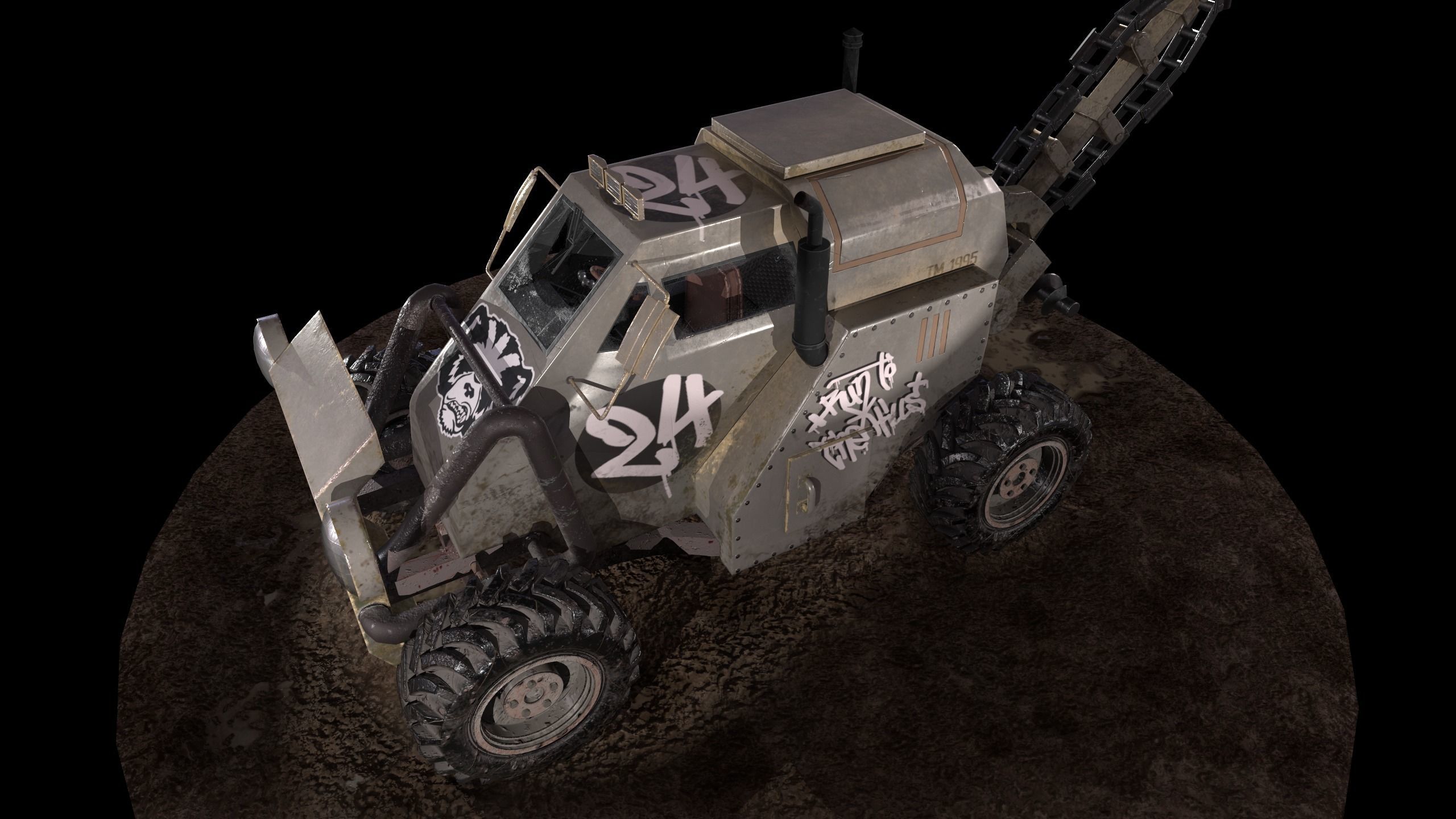 3D model Post apocalyptic digger car VR / AR / low-poly | CGTrader