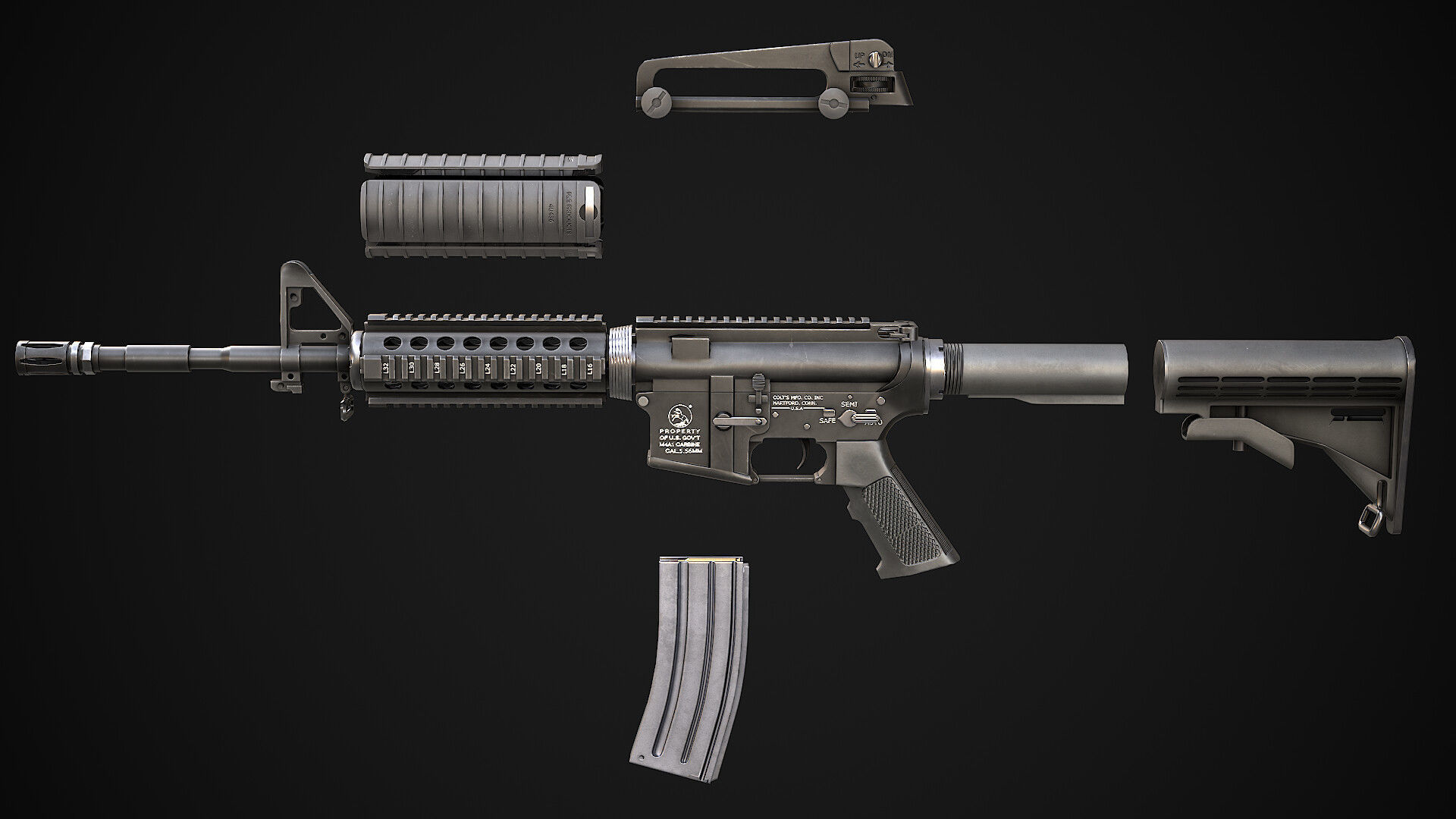 3D model Modern AAA Rifle Pack Game Ready PBR VR / AR / low-poly rigged ...