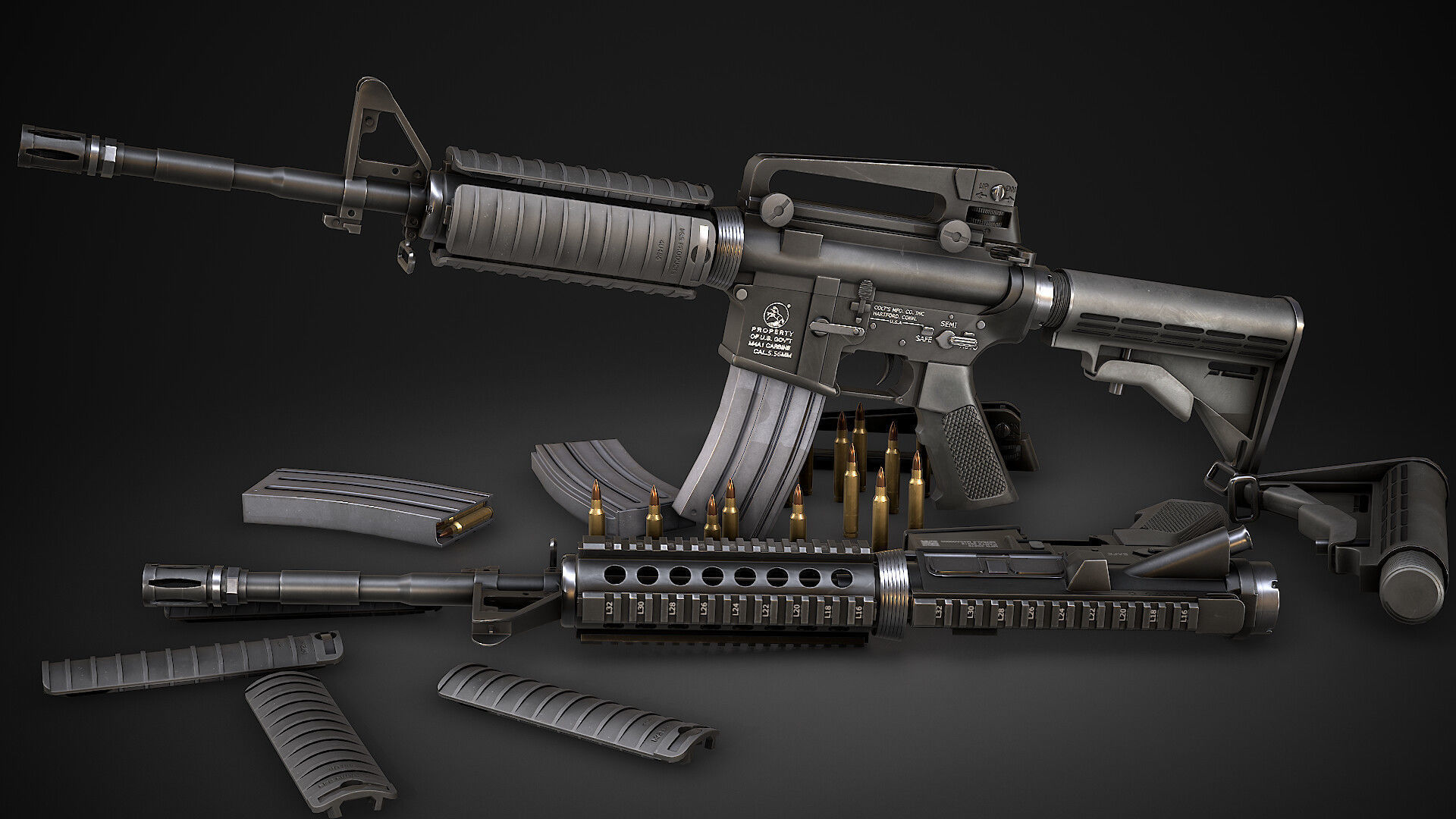 3D model Modern AAA Rifle Pack Game Ready PBR VR / AR / low-poly rigged ...