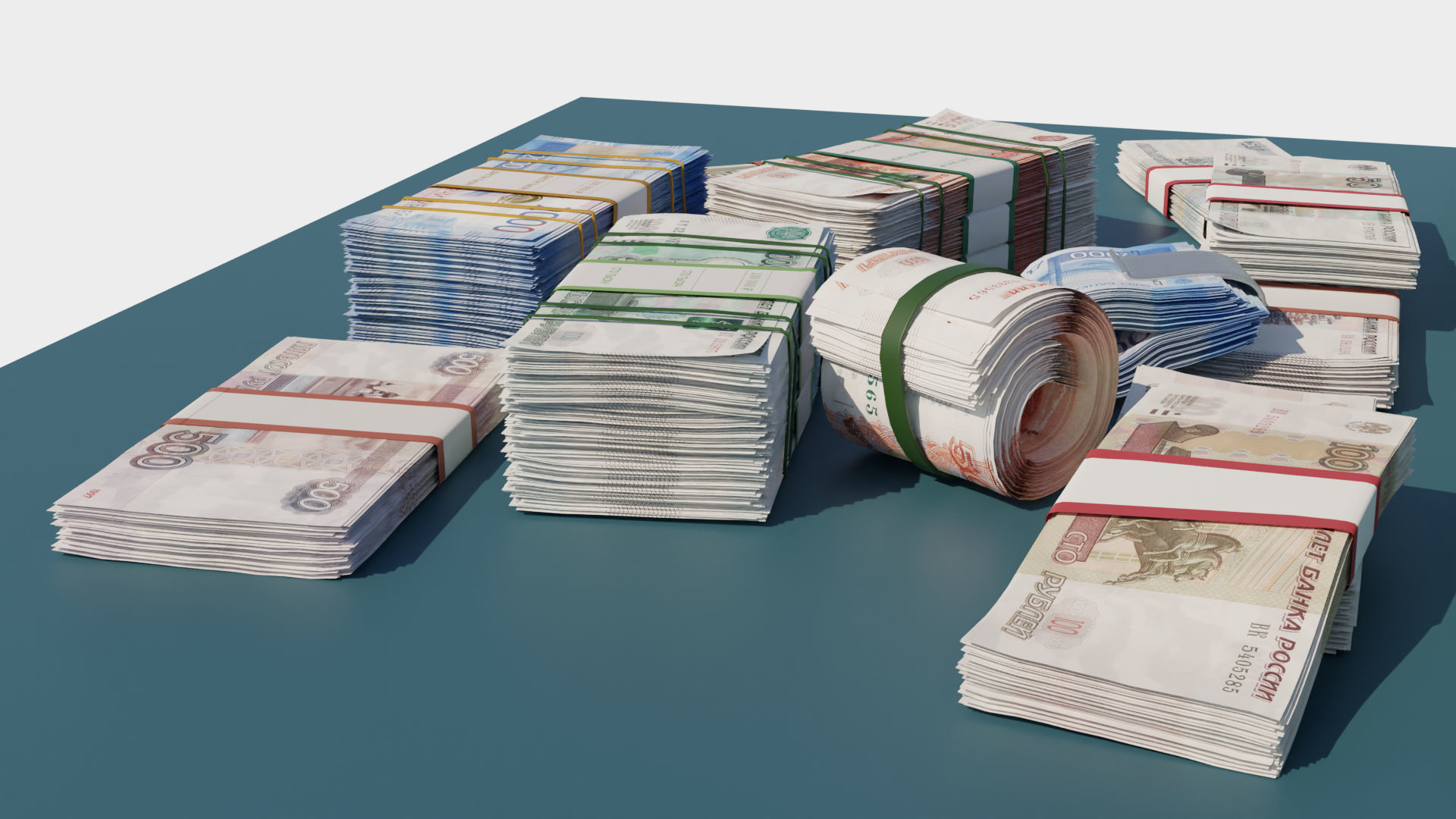 3D model Rubles- Stack of Russian Money Ruble Banknote Pack- animated ...