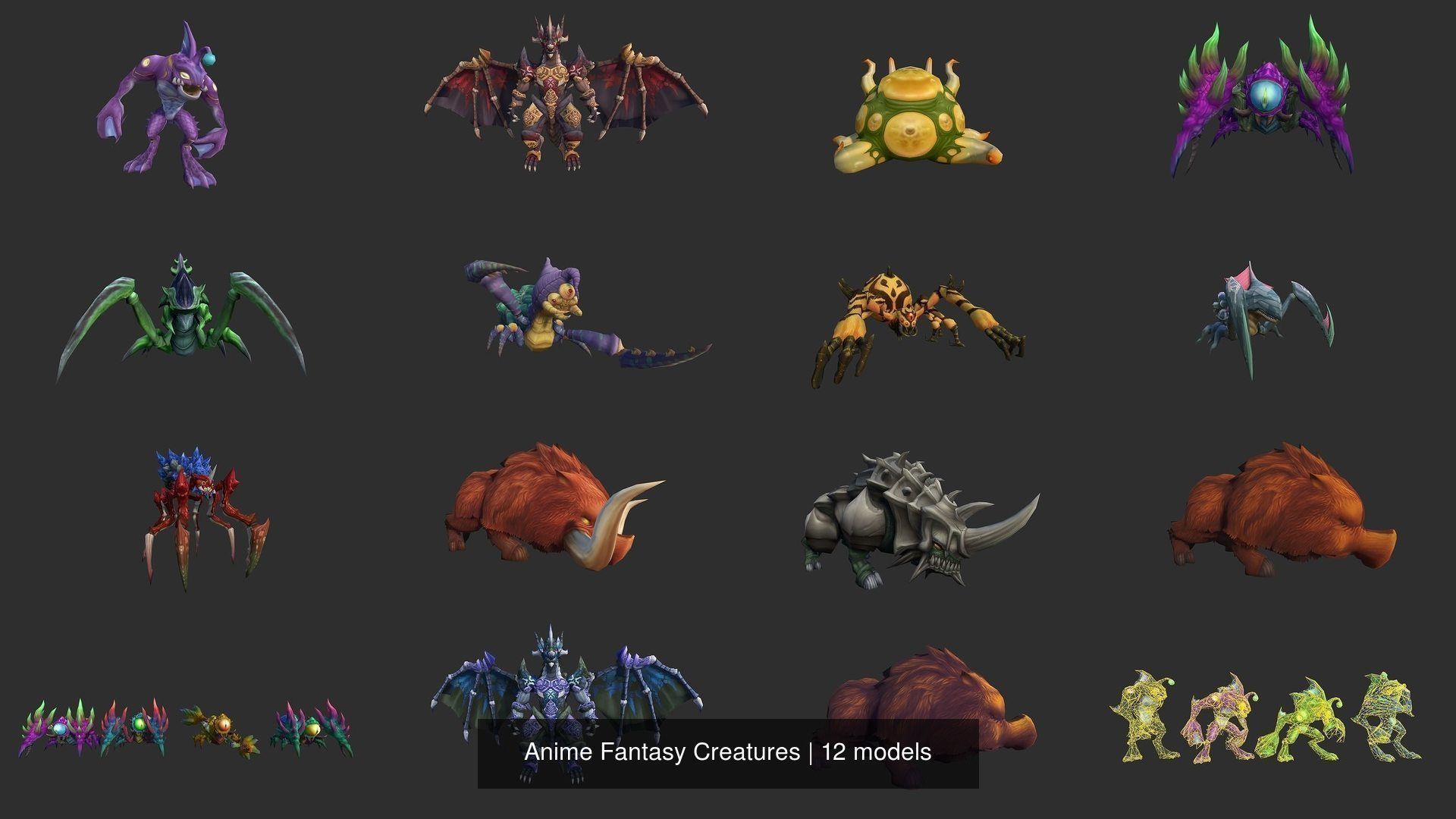 3D Model Collection Anime Fantasy Creatures VR / AR / low-poly | CGTrader