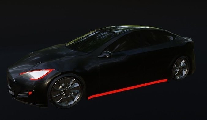 tesla with red lights free 3D model | CGTrader