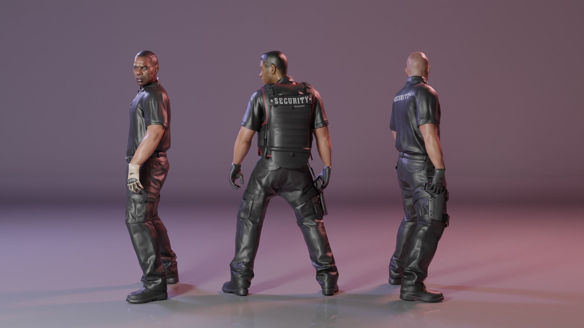 3D model Elite security guard with bulletproof vest VR / AR / low-poly ...