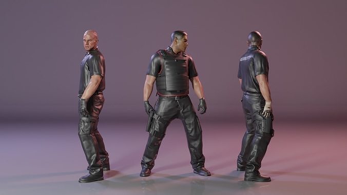 3D model Elite security guard with bulletproof vest VR / AR / low-poly ...