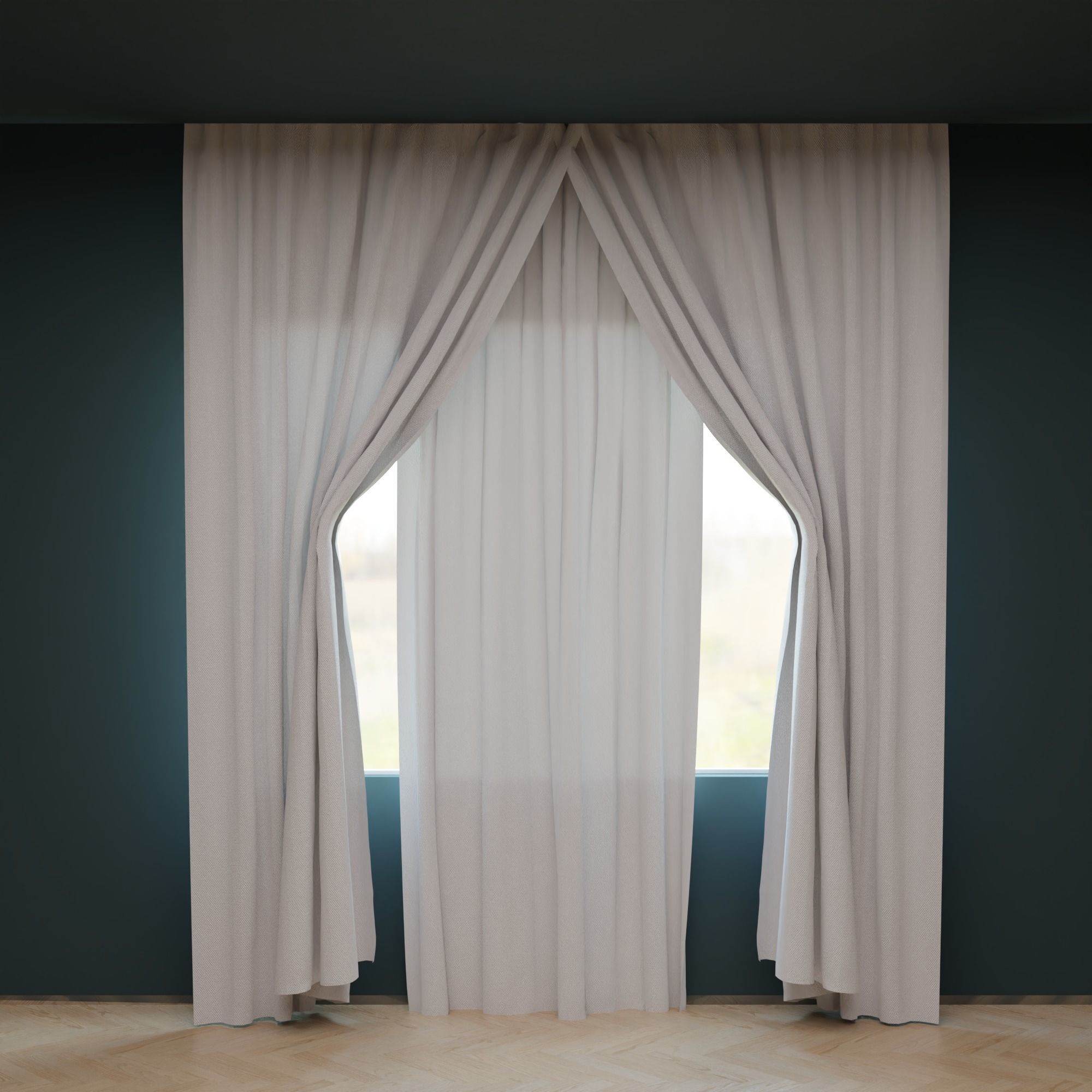 3D model Realistic 7 Curtain Styles in high and low poly VR / AR / low ...