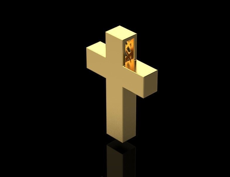 simple golden cross 3D model 3D printable | CGTrader