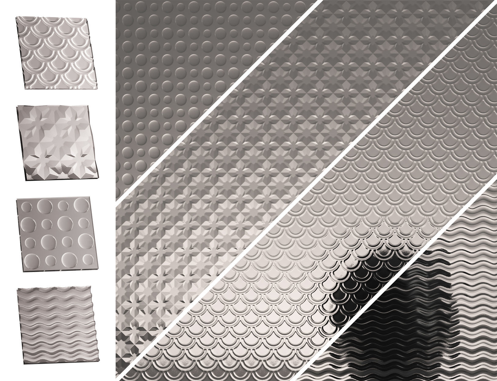 Texture Fluted Glass Set 09 VR / AR / low-poly | CGTrader