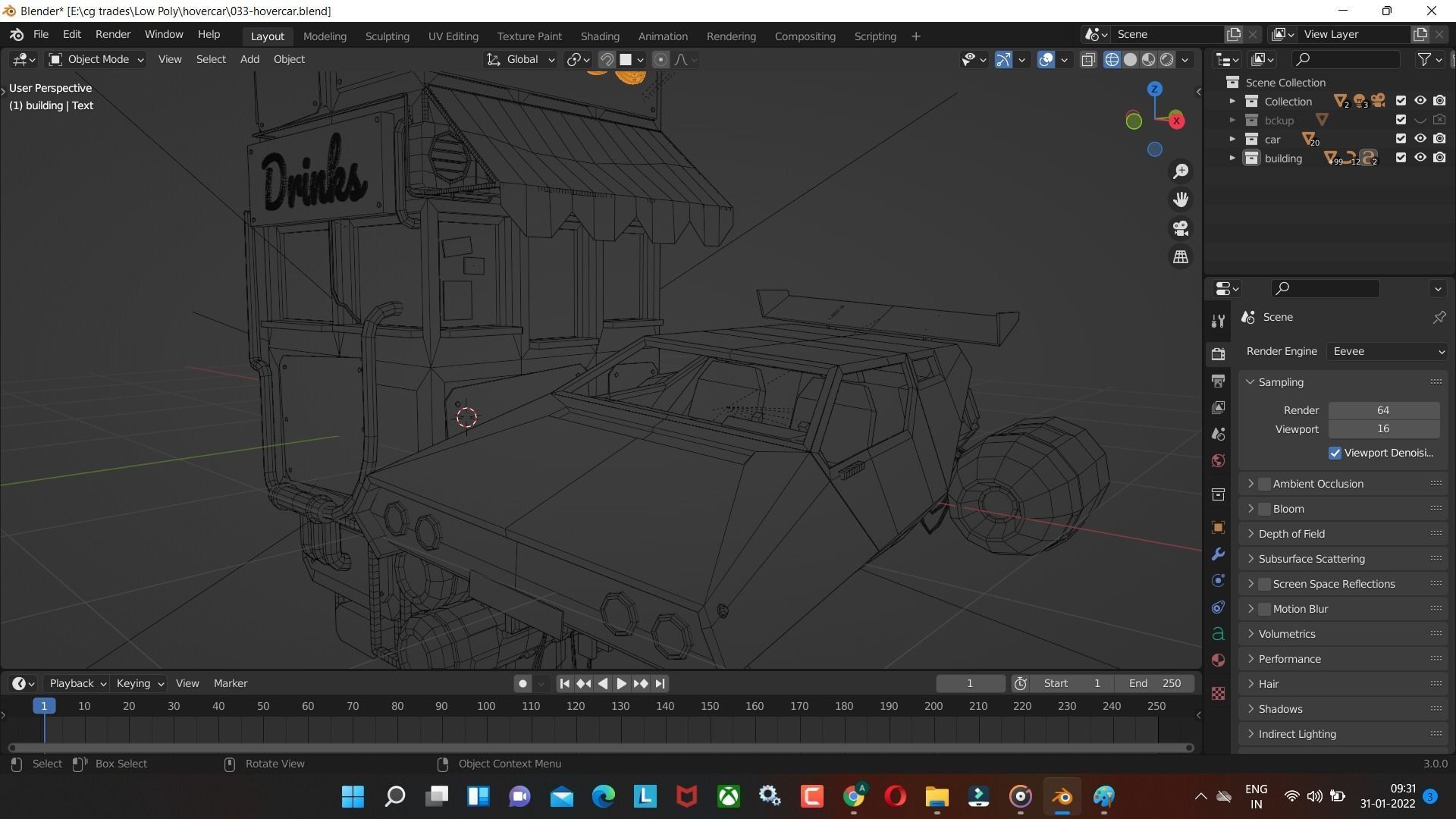 3D model Cyberpunk Hover Car Game-Ready Low-poly 3D model VR / AR / low ...