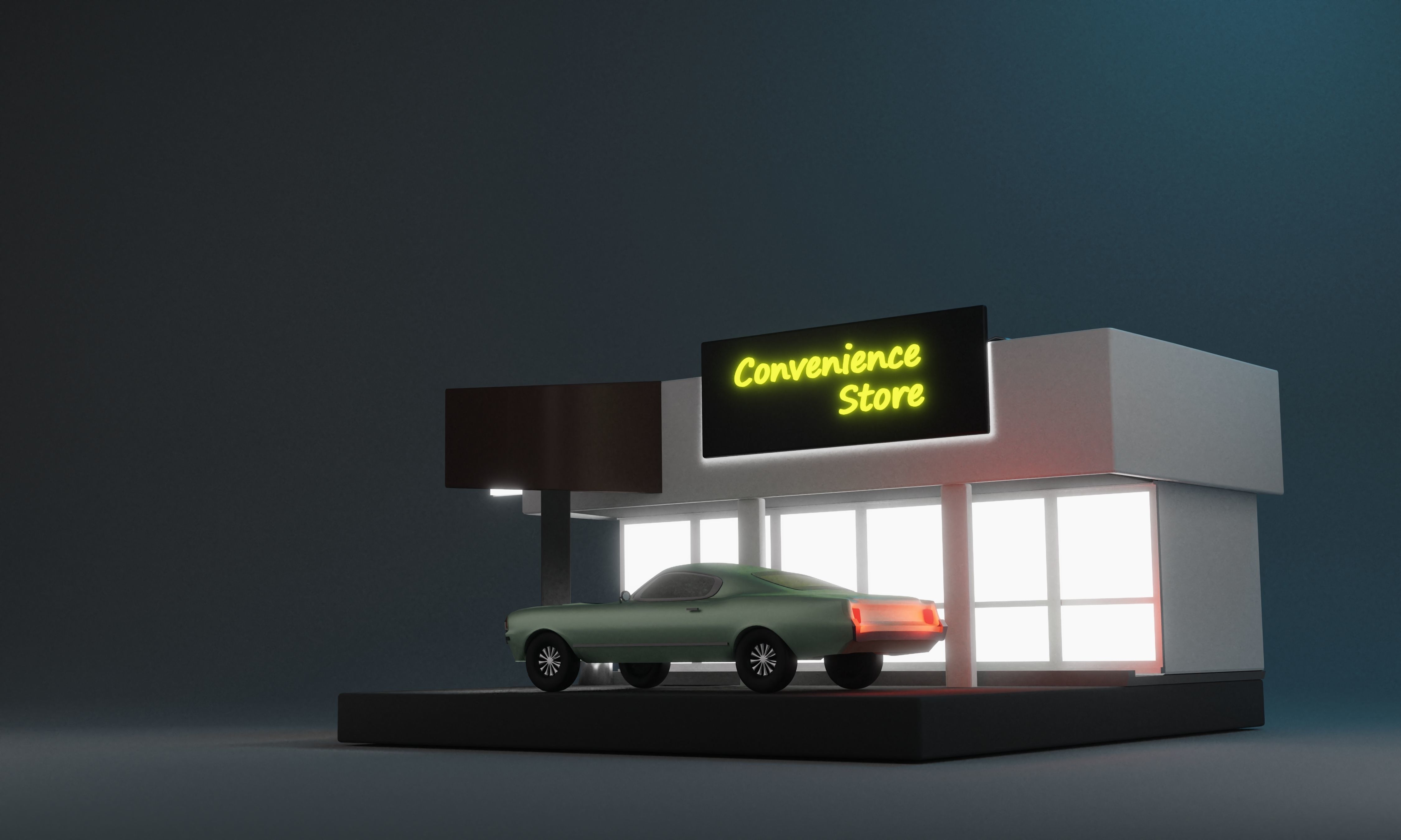 3D model Isometric convenience store with car VR / AR / low-poly | CGTrader