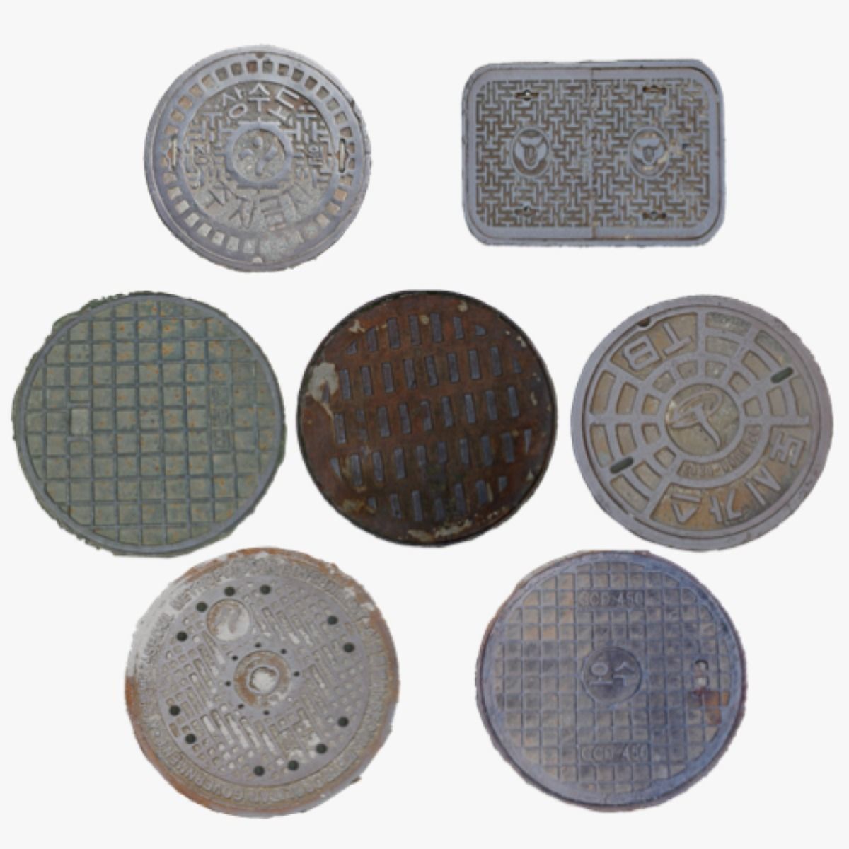 Korean style 7 manhole set 3D model | CGTrader