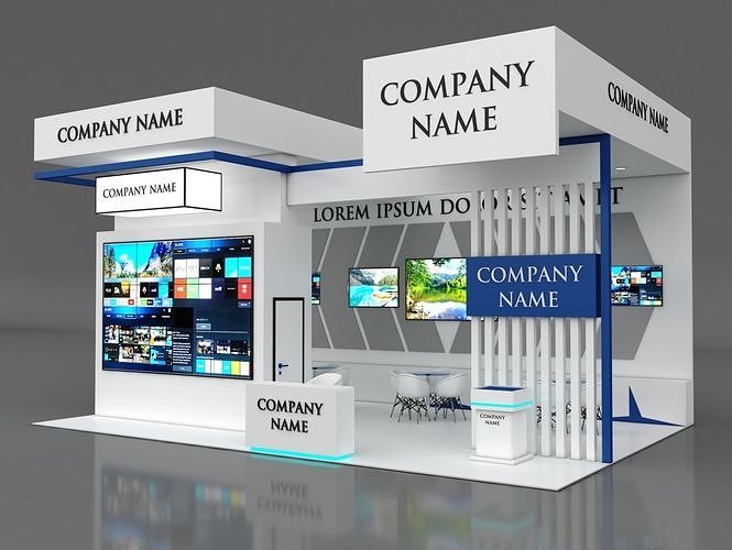 Booth Exhibition Stand Stall 6x9m Height 500 cm 3 Side Open 3D model ...