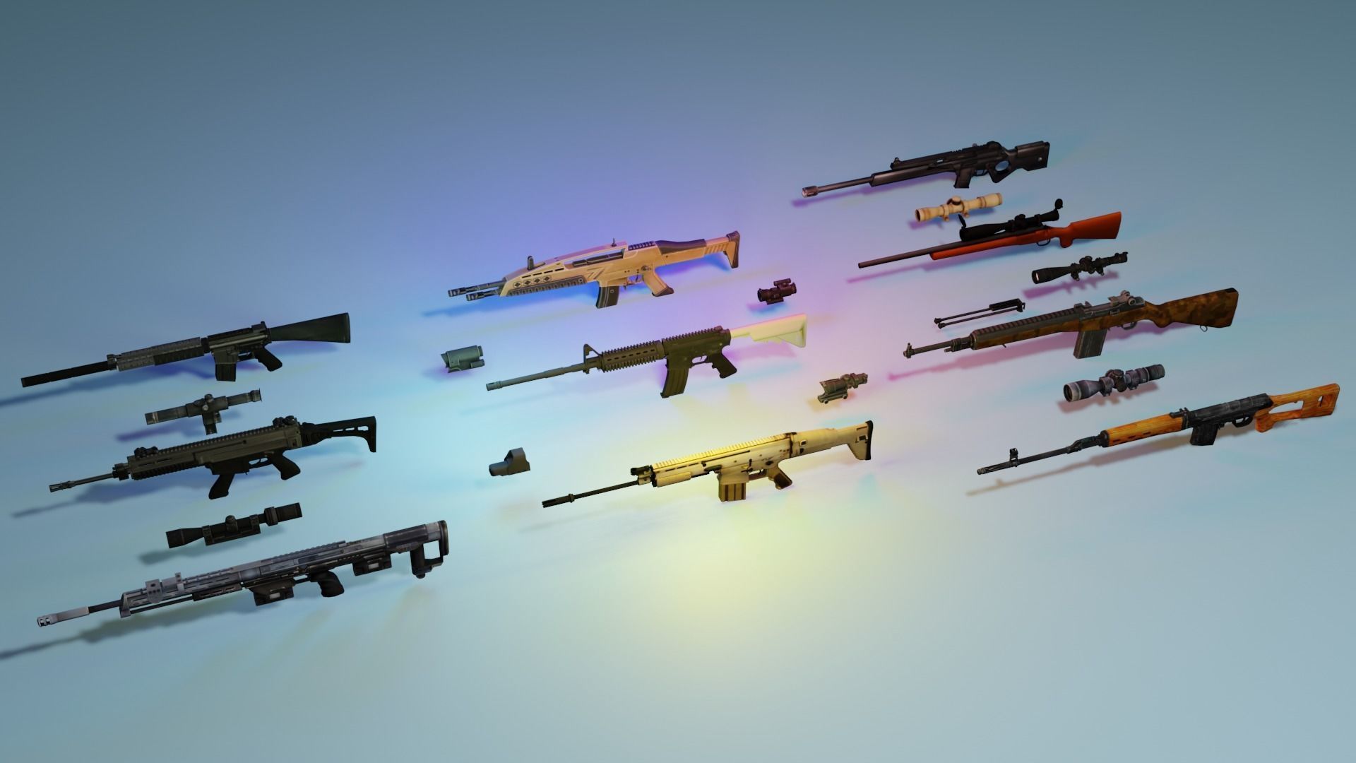 3D model REAL WEAPONS AND SCOPES VR / AR / low-poly | CGTrader