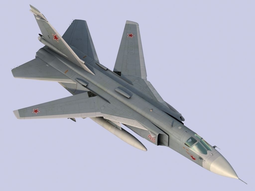 3D model Sukhoi Su-24 Russian tactical strike bomber VR / AR / low-poly ...