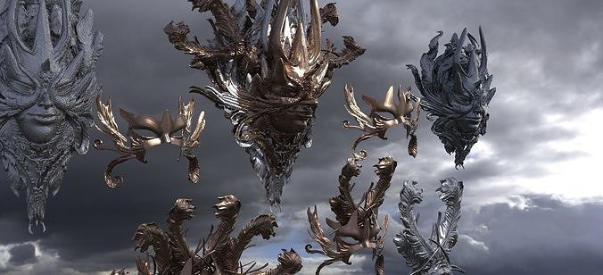 Ancient Greek Mask and Shield Collection 8 3D model | CGTrader