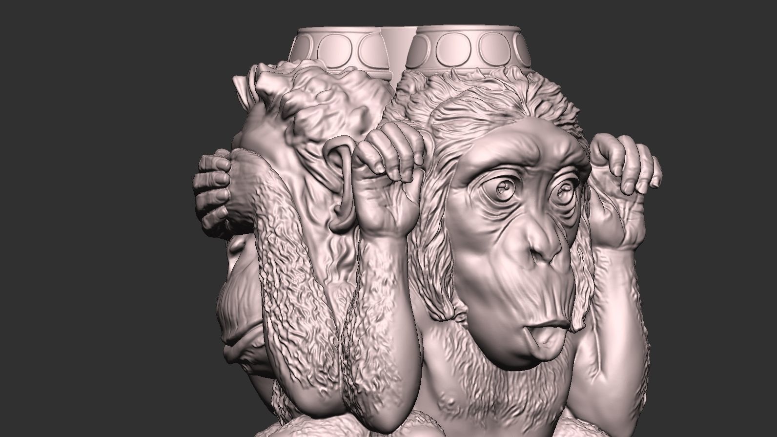 Three Wise Monkeys 3D model 3D model 3D printable | CGTrader