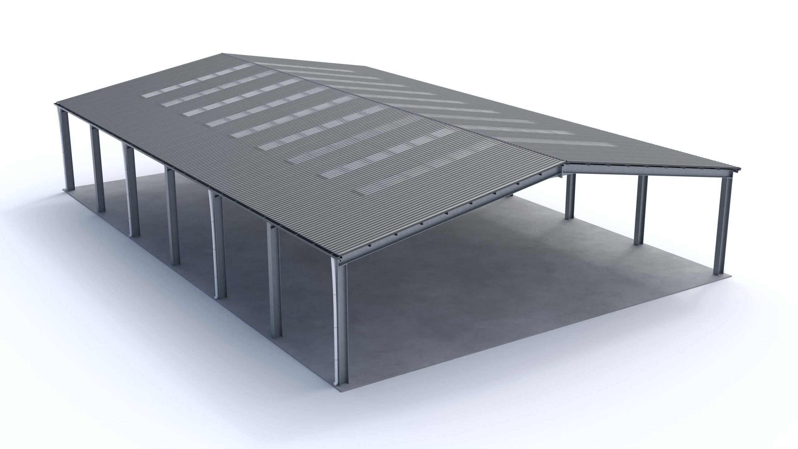 Large Open Metal Shed 3D model | CGTrader