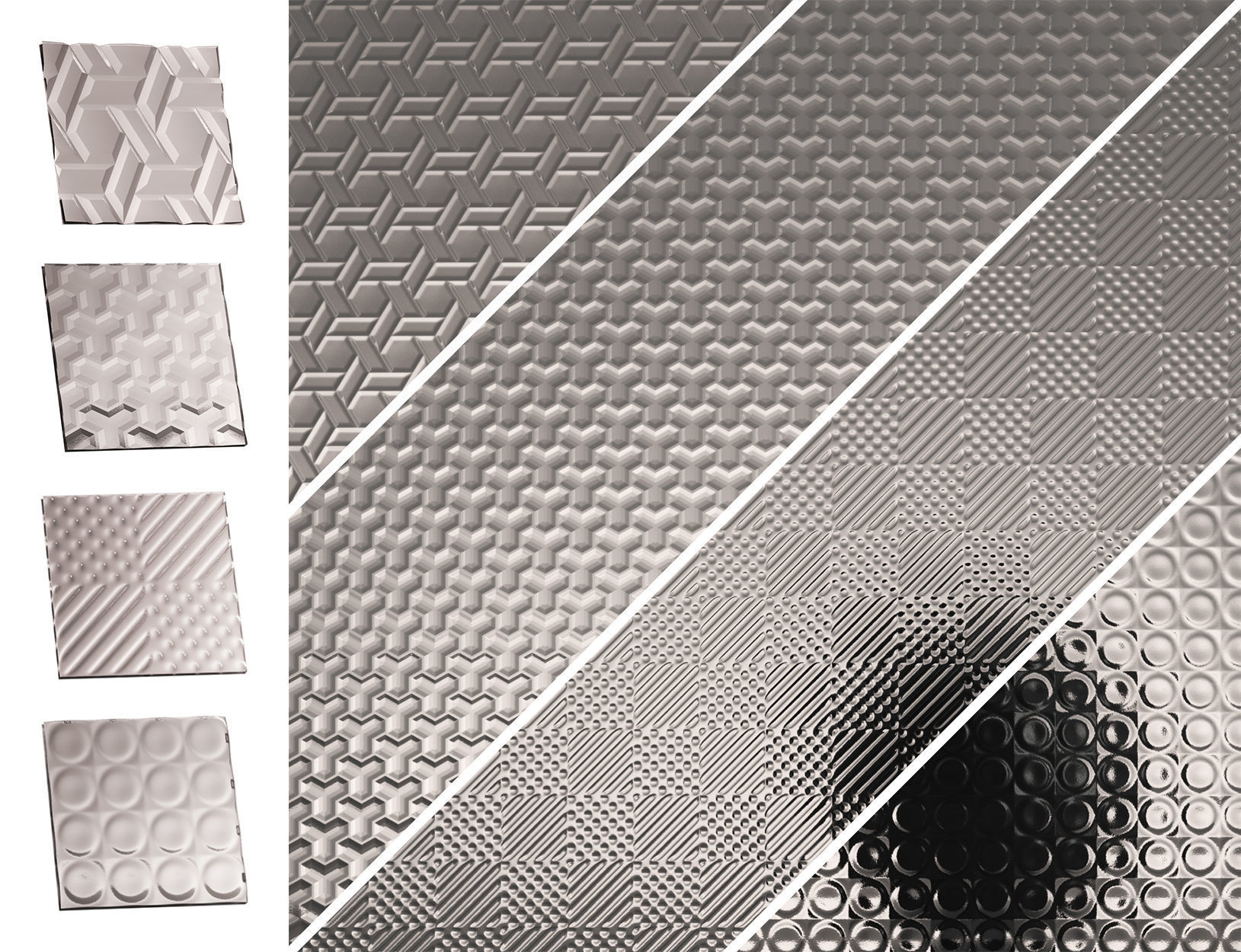 Texture Fluted Glass Set 15 VR / AR / low-poly | CGTrader