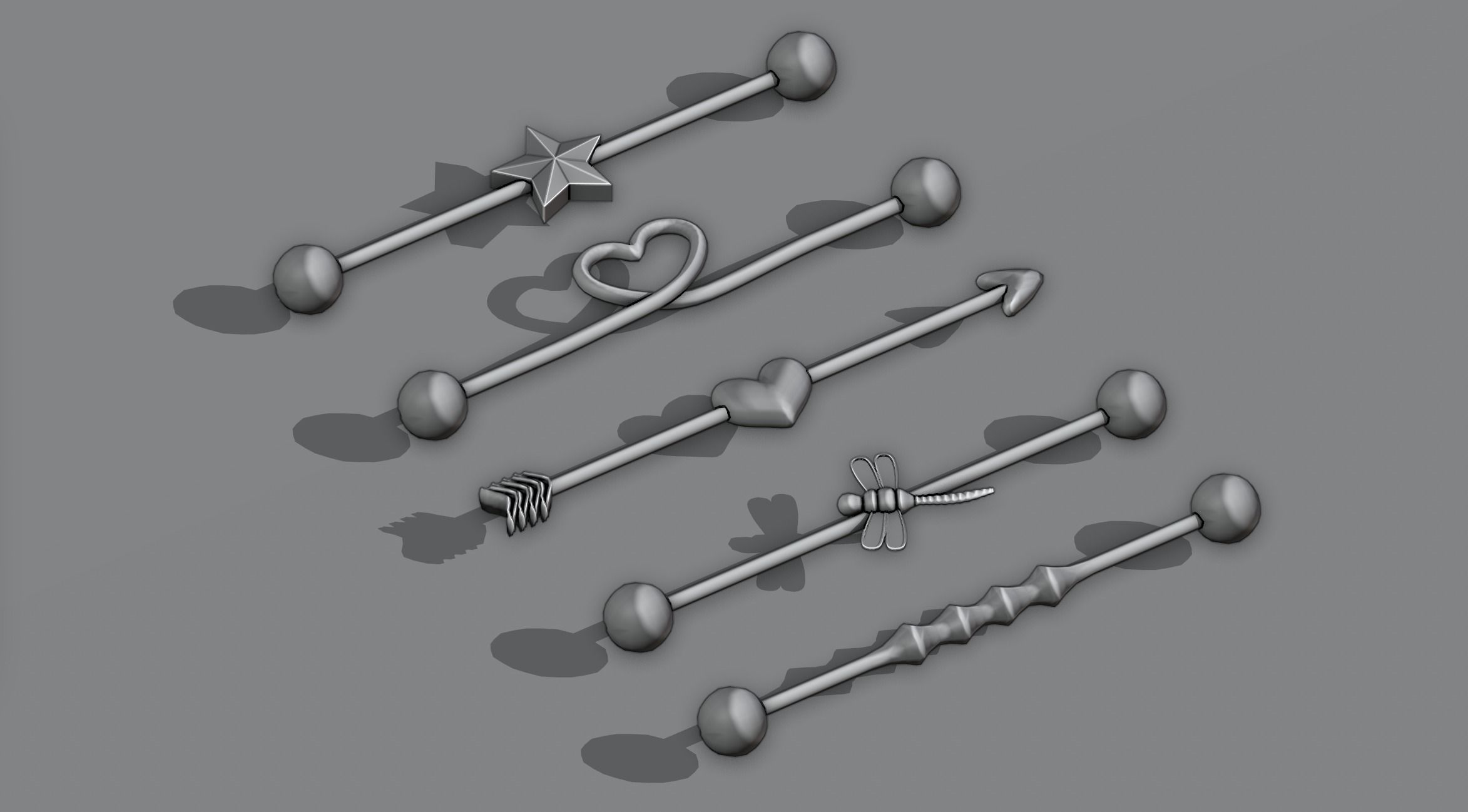 Piercing set 3D model | CGTrader