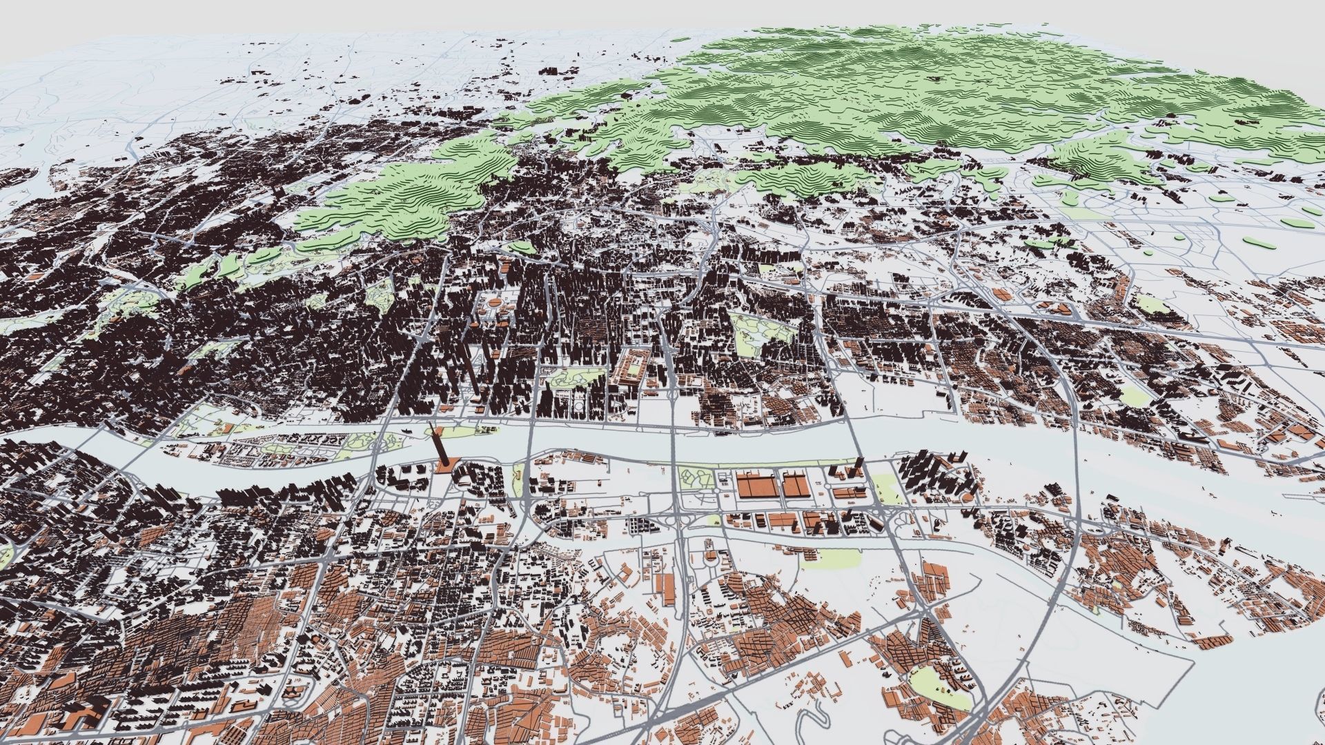 GuangZhou City urban planning maquett building 3D Topography 3D model ...