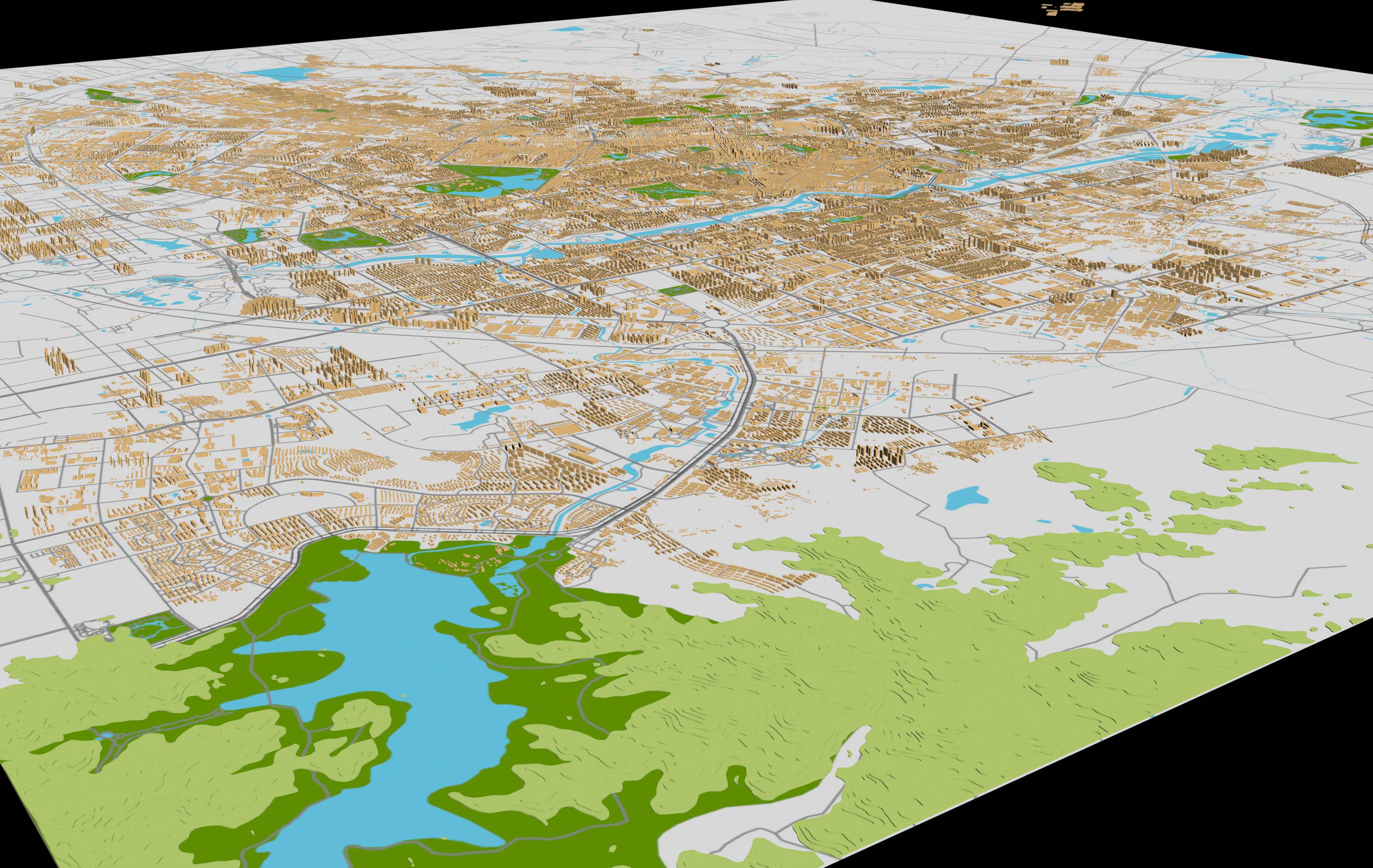 ChangChun City urban planning maquett building 3D Topography 3D model ...
