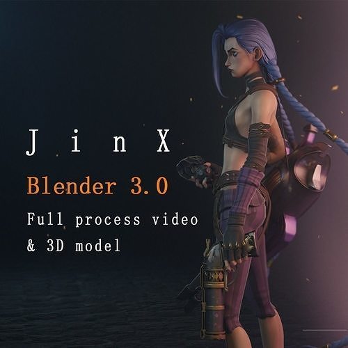 JinX modeling - Blender Full process video and 3D model 3D model rigged ...
