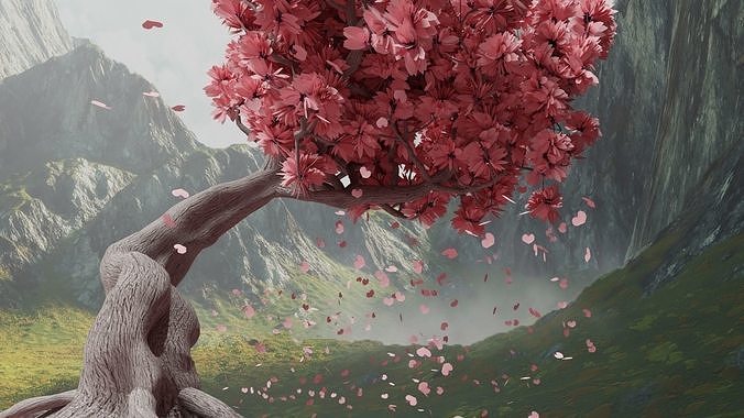 Blossom Tree with falling leaves and fallen leaves 3D model | CGTrader