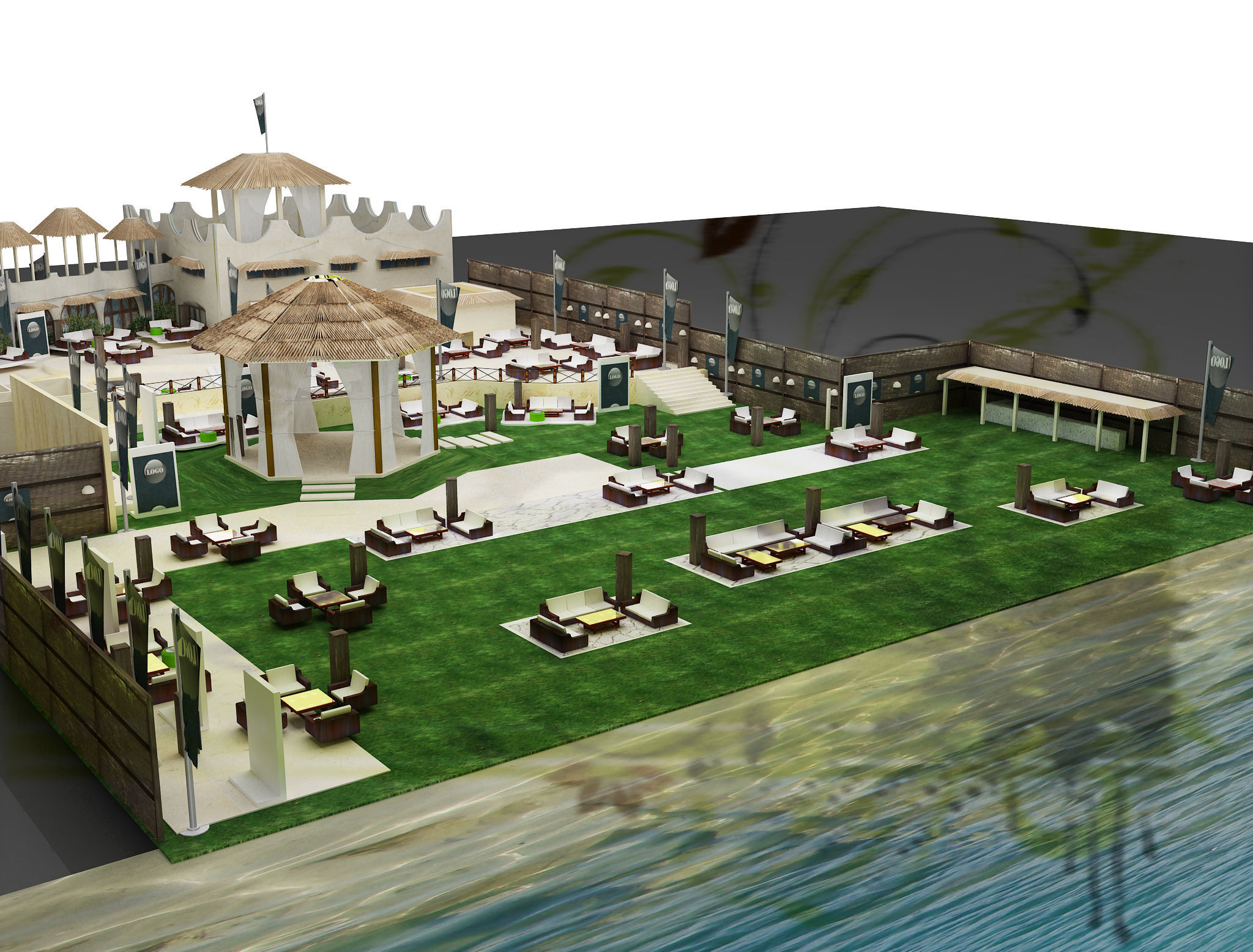 Exterior Design Beach Resort Layout a541 3D model | CGTrader