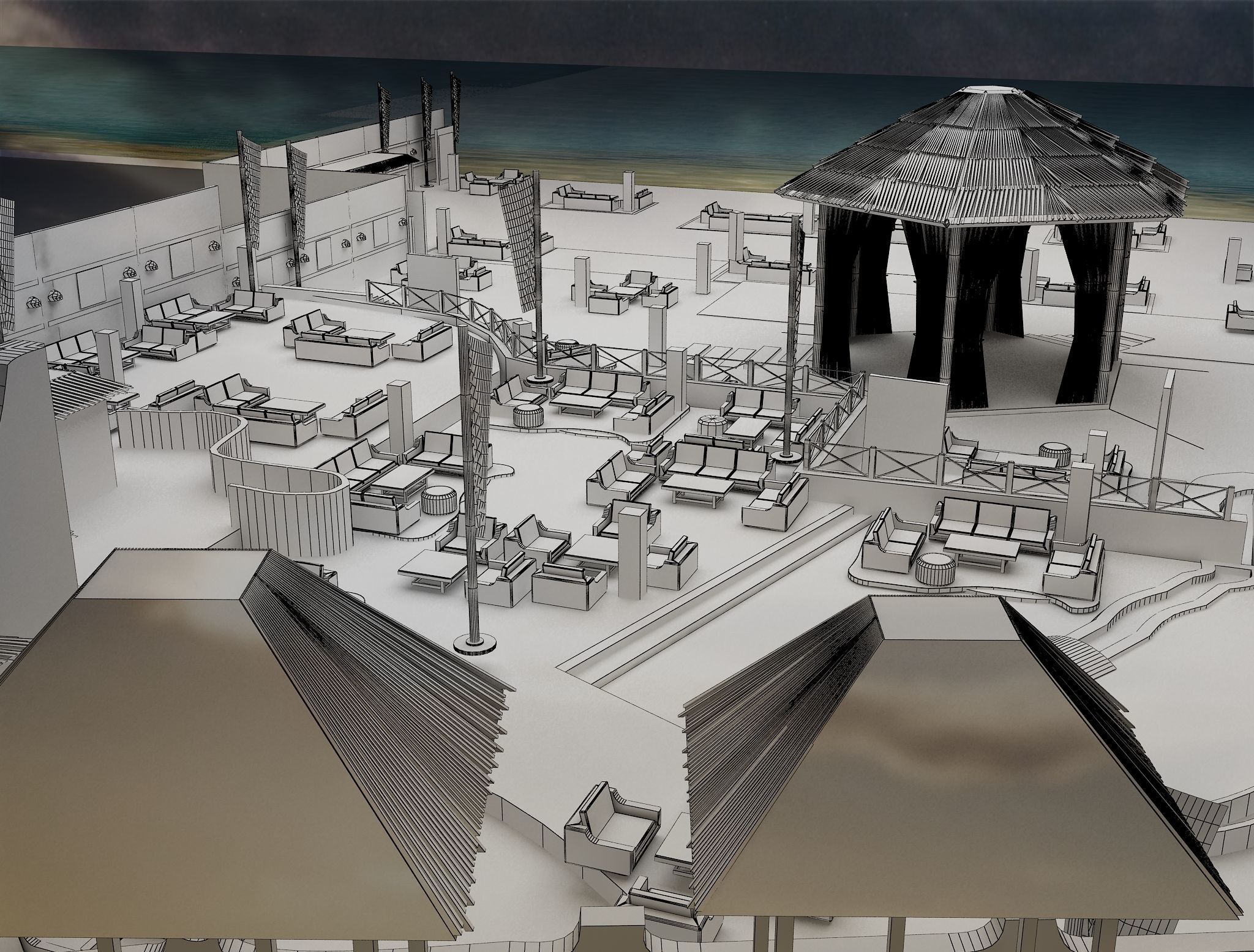 Exterior Design Beach Resort Layout a541 3D model | CGTrader