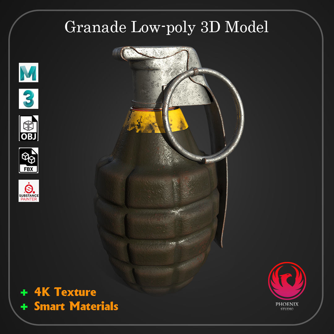 3D model 12 Military Weapons Materials VR / AR / low-poly | CGTrader