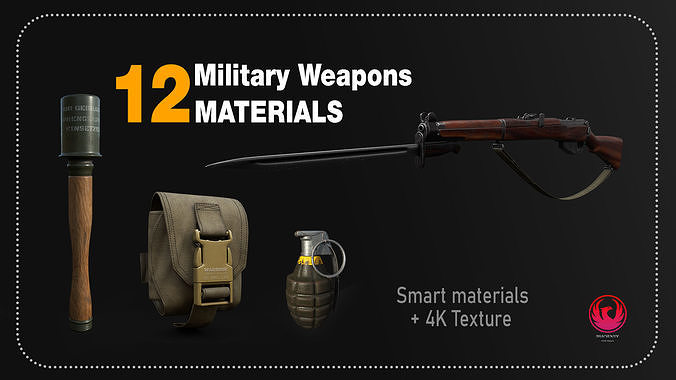 3D model 12 Military Weapons Materials VR / AR / low-poly | CGTrader