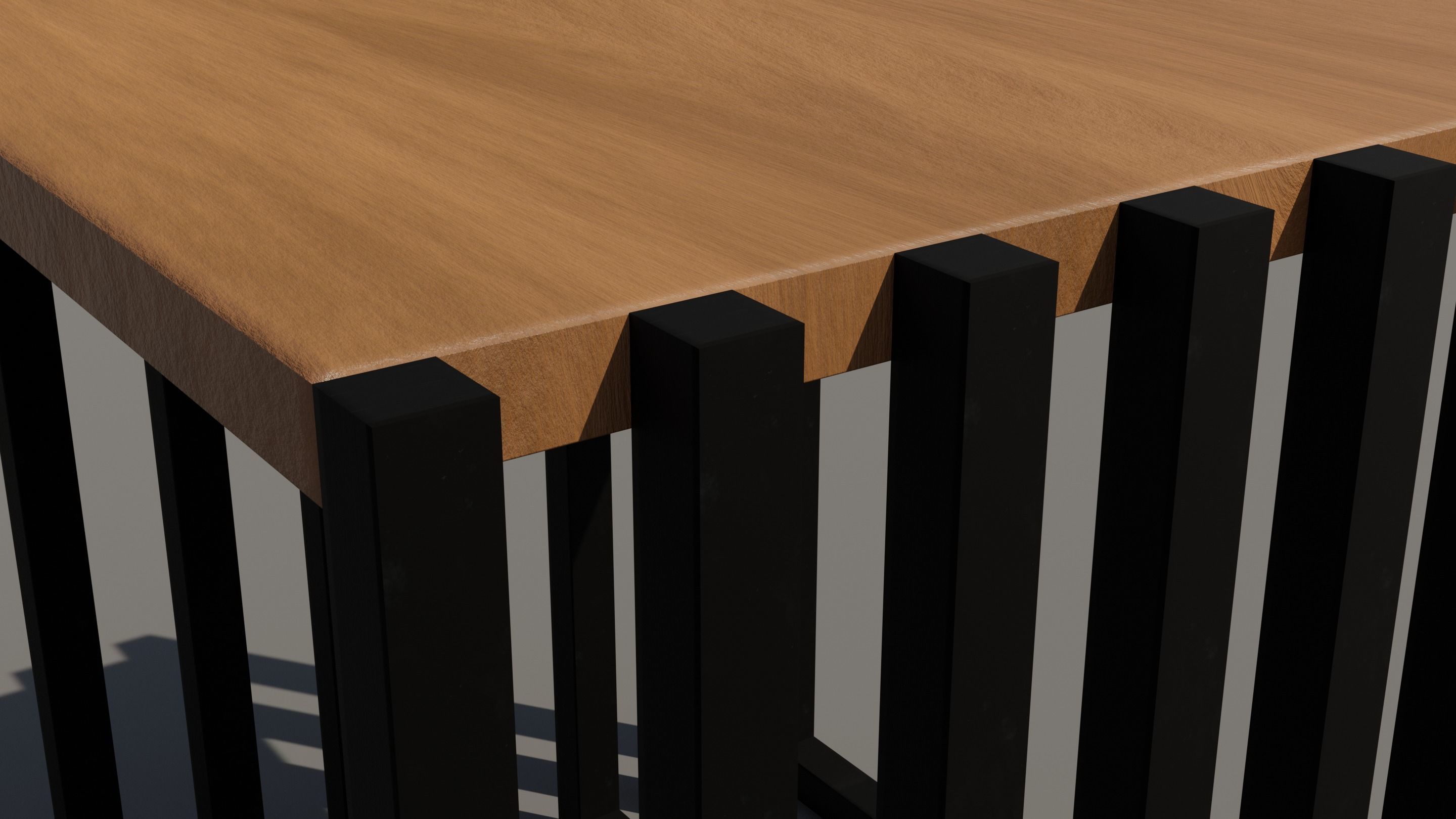 Modern Steel and Oak Wood Side Table free 3D model | CGTrader
