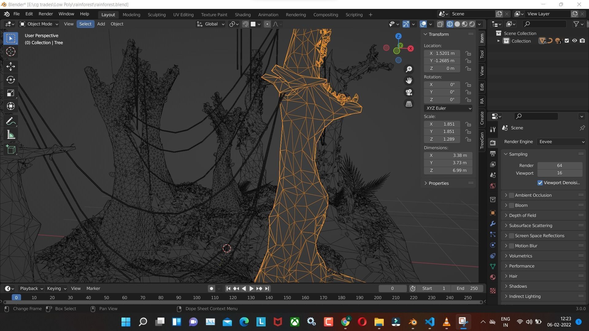3D model Rain forest Low-poly 3D model Render in blender VR / AR / low ...