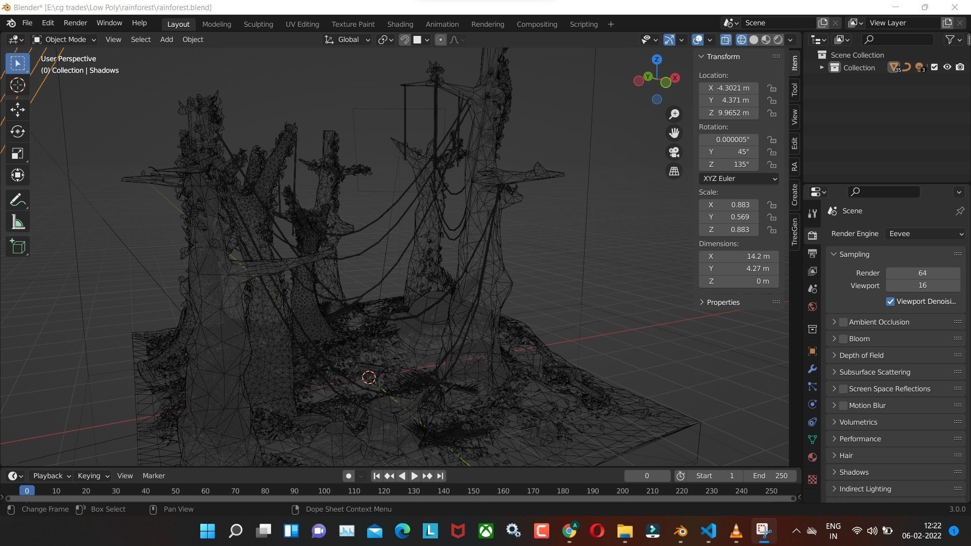 3D model Rain forest Low-poly 3D model Render in blender VR / AR / low ...