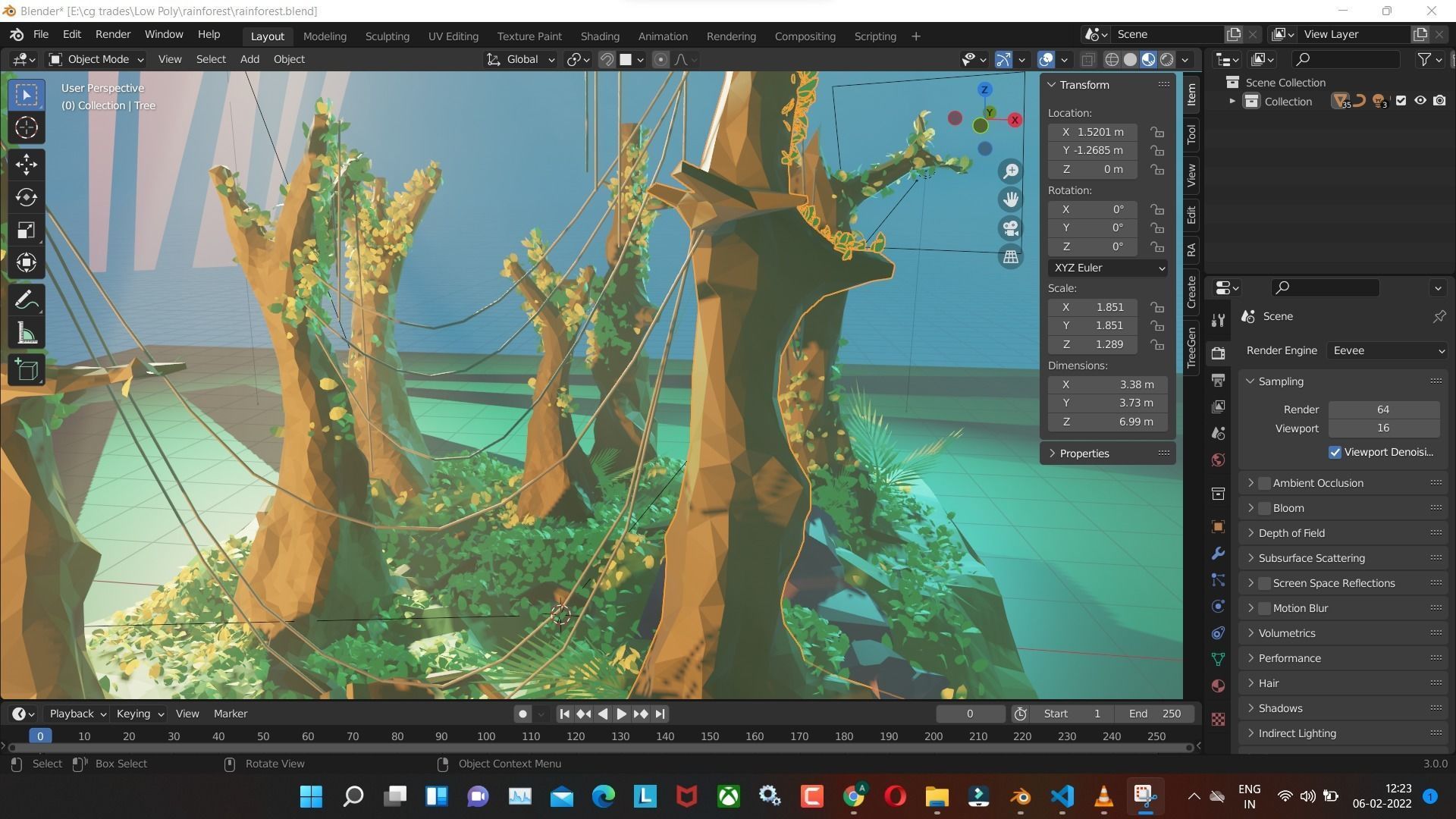 3D model Rain forest Low-poly 3D model Render in blender VR / AR / low ...