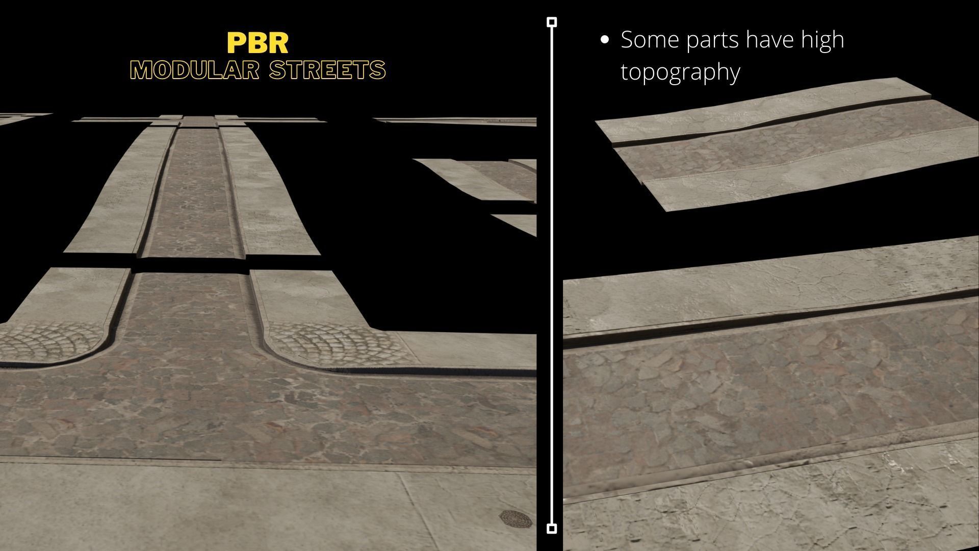 3D model Modular package streets and sidewalks Low-poly 3D model VR ...