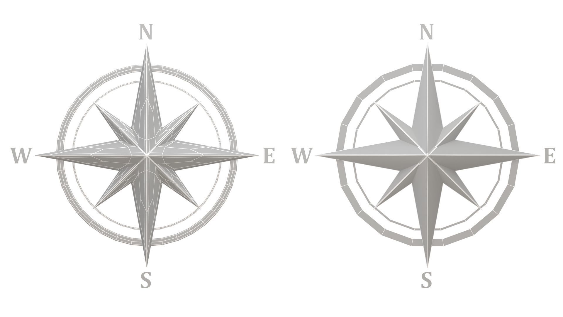 Basic Compass Rose 3D model | CGTrader