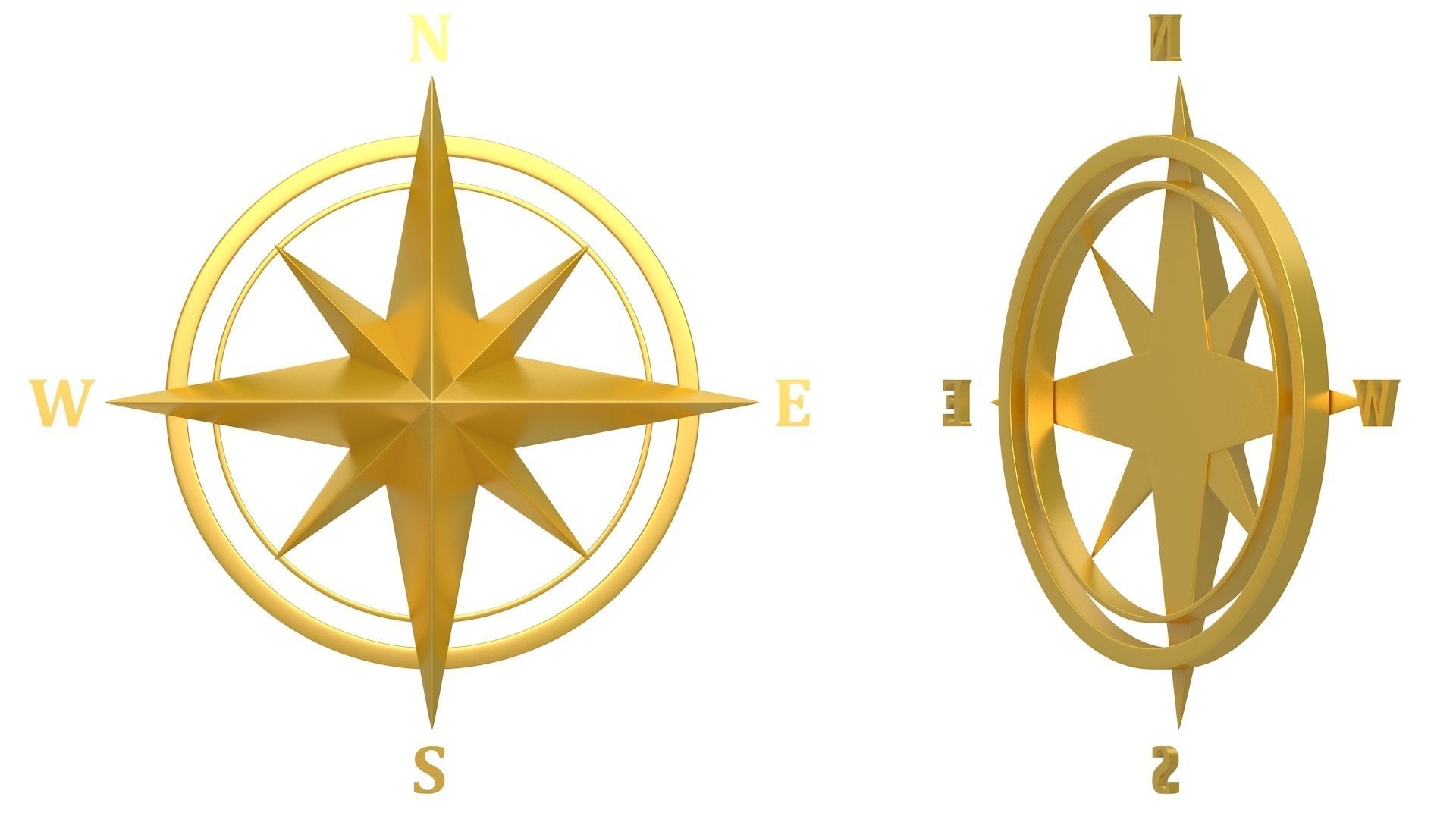 Basic Compass Rose 3D model | CGTrader