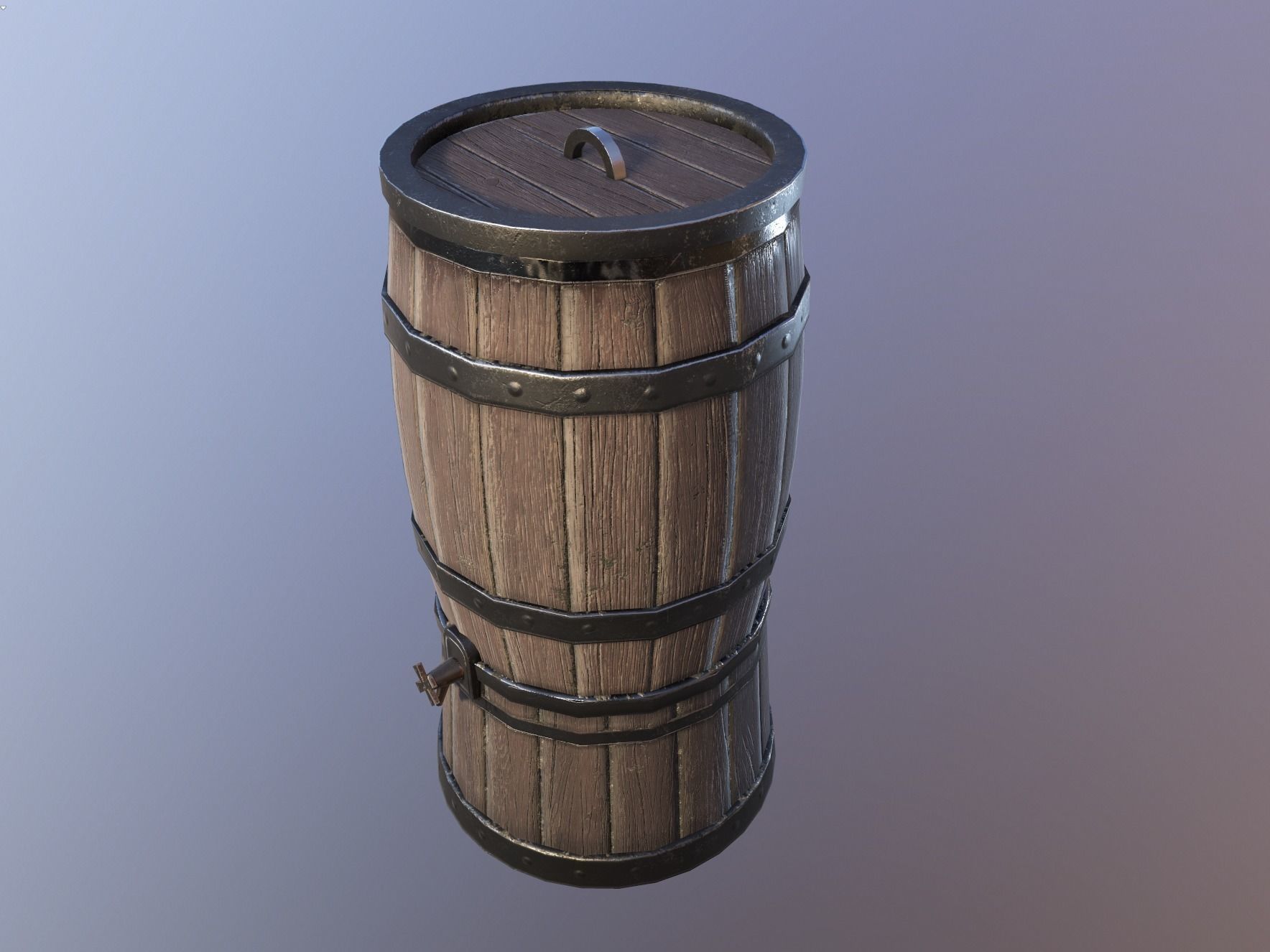 3D model Water Barrel PBR game ready for Unity VR / AR / low-poly ...