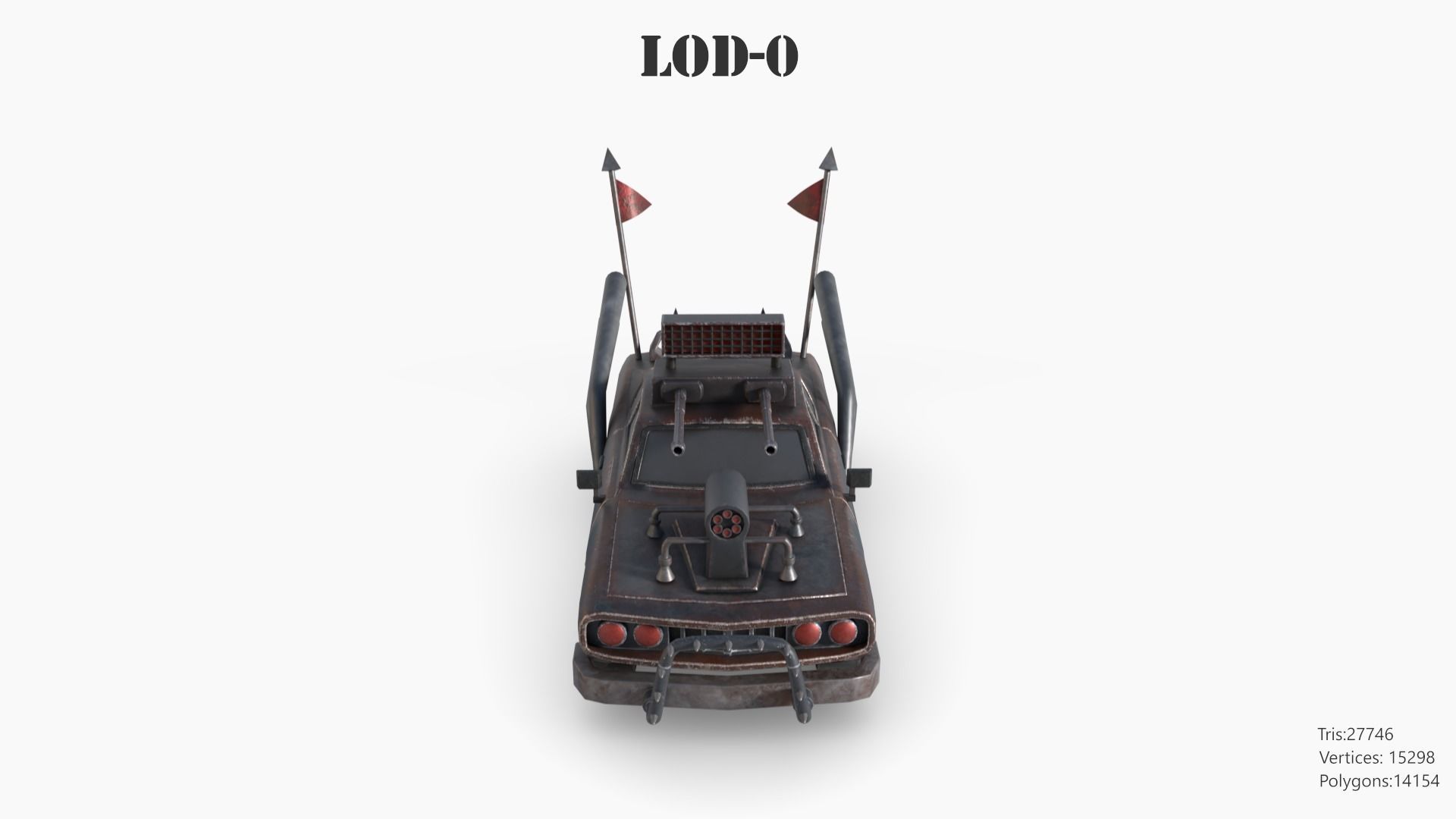 3D model Post Apocalyptic Plymouth Low-poly War Car Game Asset VR / AR ...