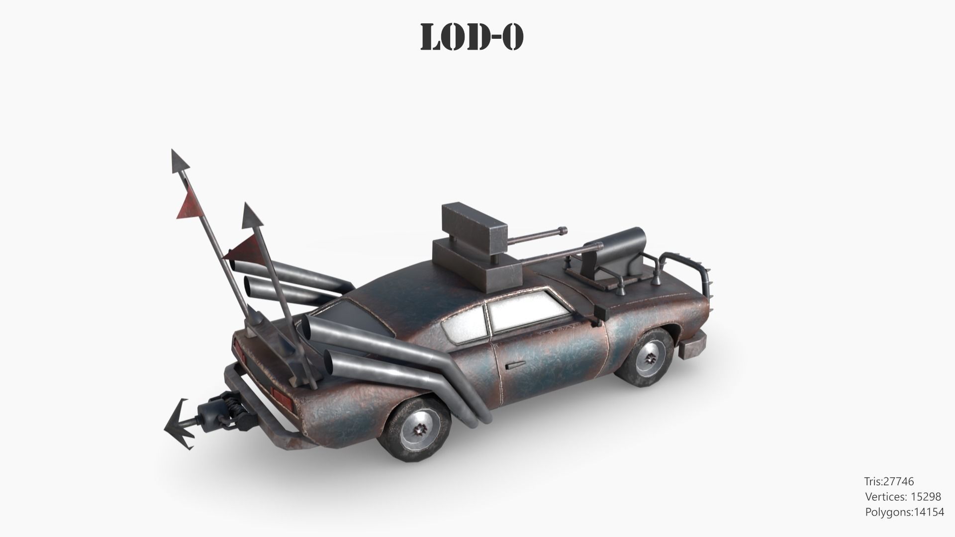 3D model Post Apocalyptic Plymouth Low-poly War Car Game Asset VR / AR ...