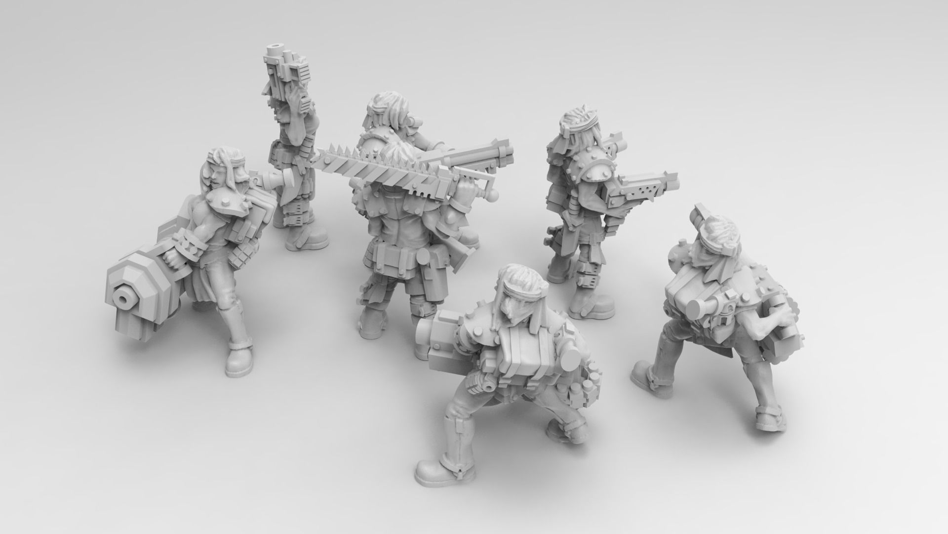 Female Miner Gang with Mixed weapons 3D model 3D printable | CGTrader