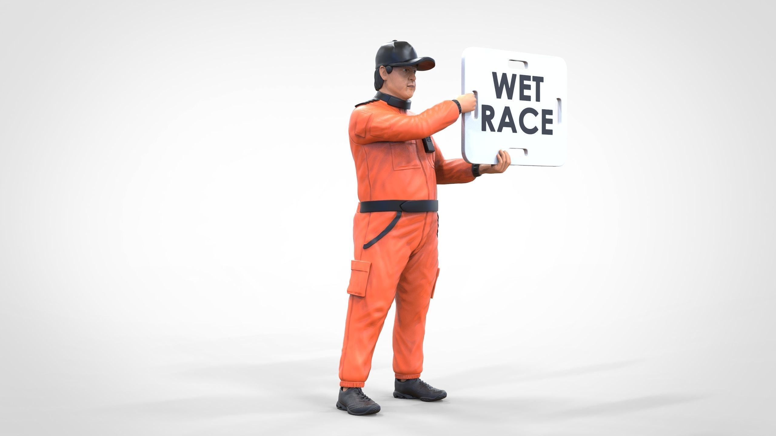 N4 Race Marshal with sign 3D model 3D printable | CGTrader